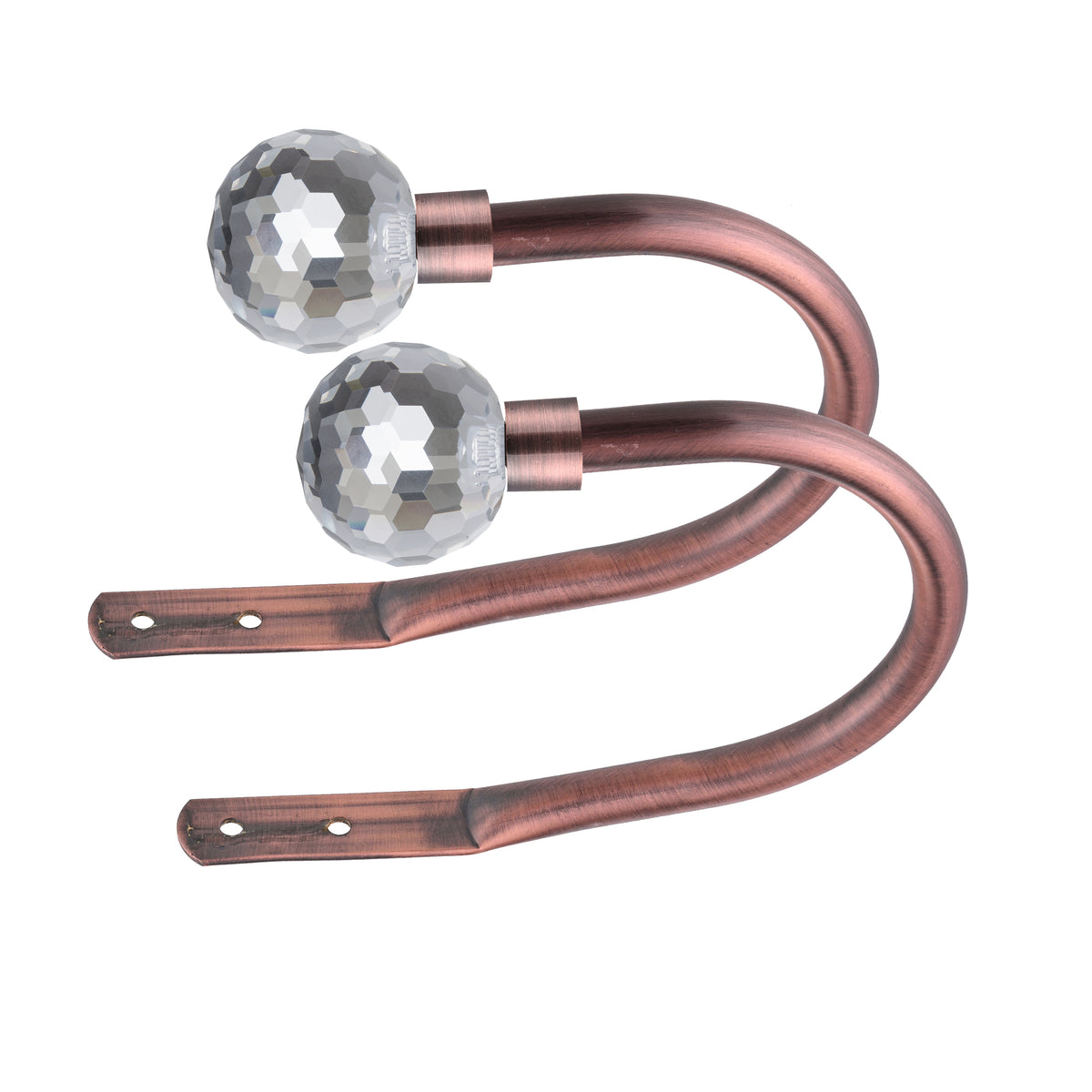 Crystal Clear Metal Curtain Holdbacks Pair - Antique Copper