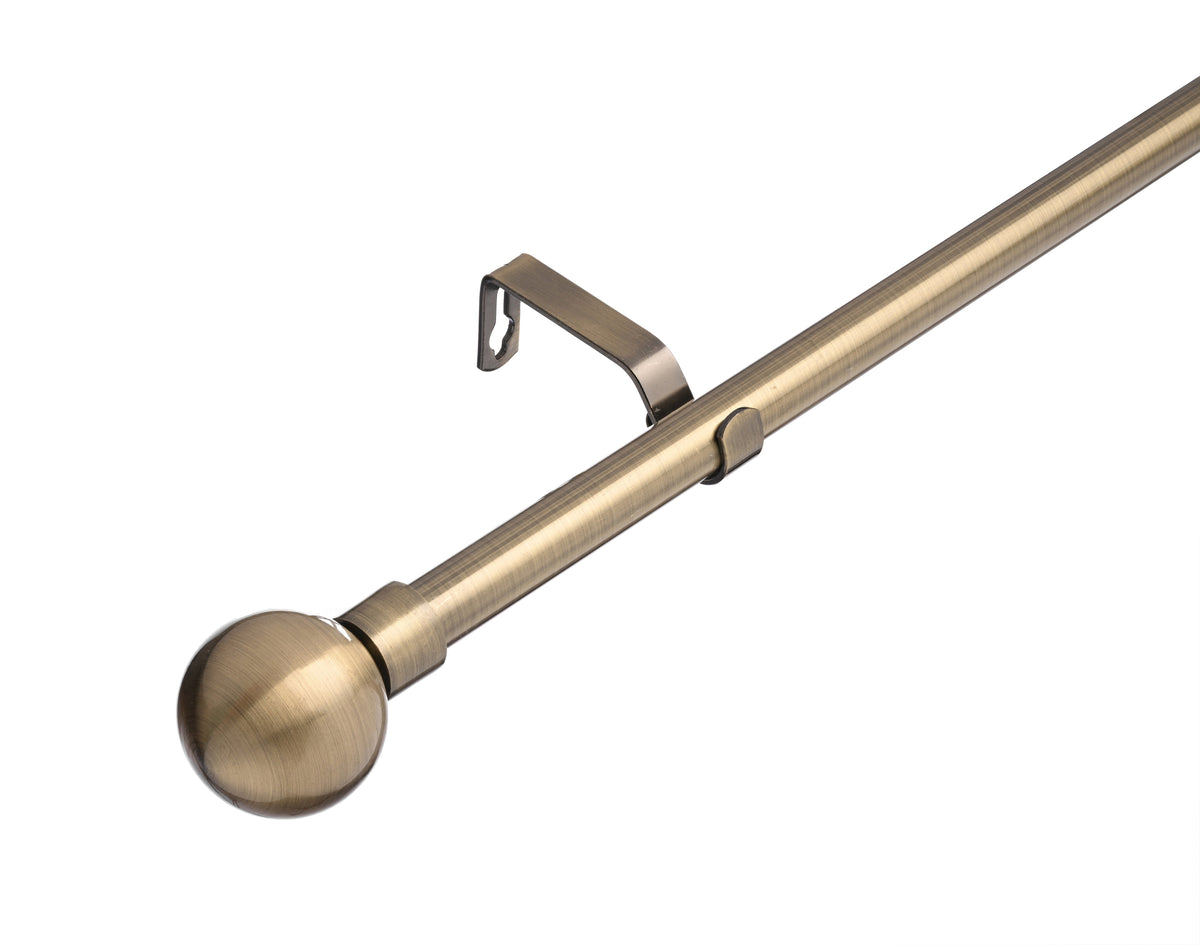 19mm Antique Brass Ball Finial Extendable Metal Curtain Poles
