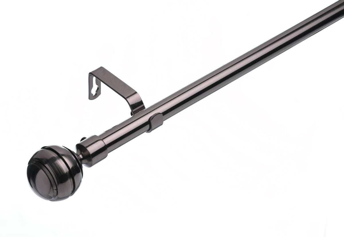 19mm Black Nickel Ribbed Ball Finial Extendable Metal Curtain Poles