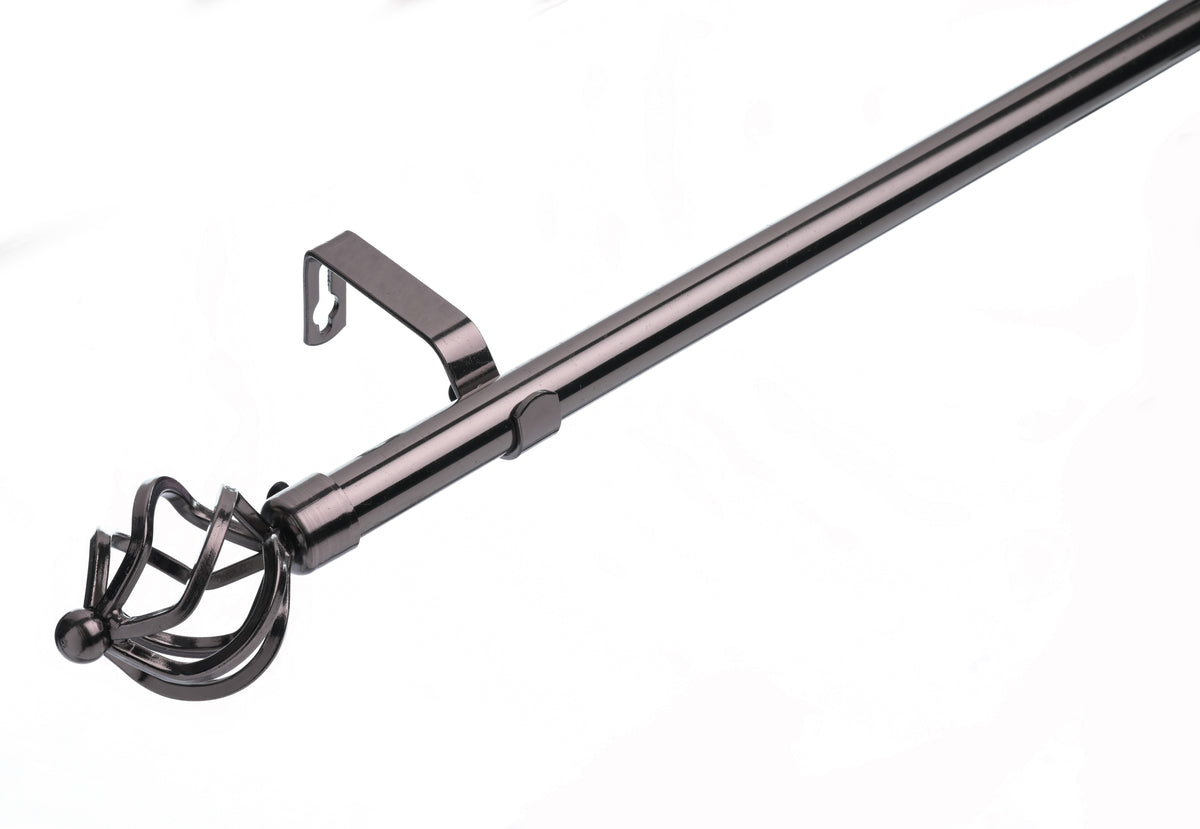19mm Black Nickel Cage Finial Extendable Metal Curtain Poles