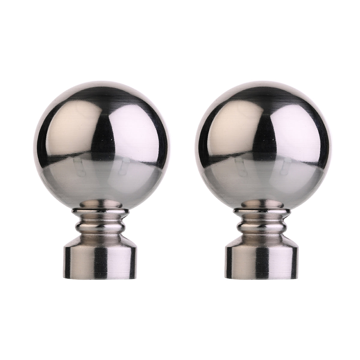 28mm Curtain Pole Ends Finials Pack of 2 Adjustable Screws - Polished