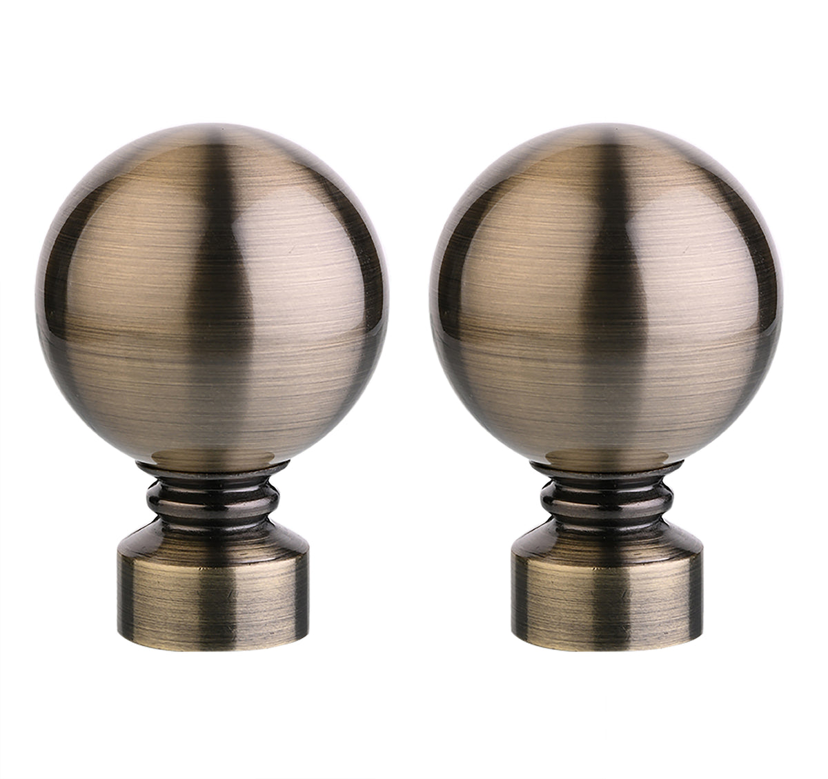 28mm Curtain Pole Finials Pack of 2 Adjustable Screws - Antique Brass
