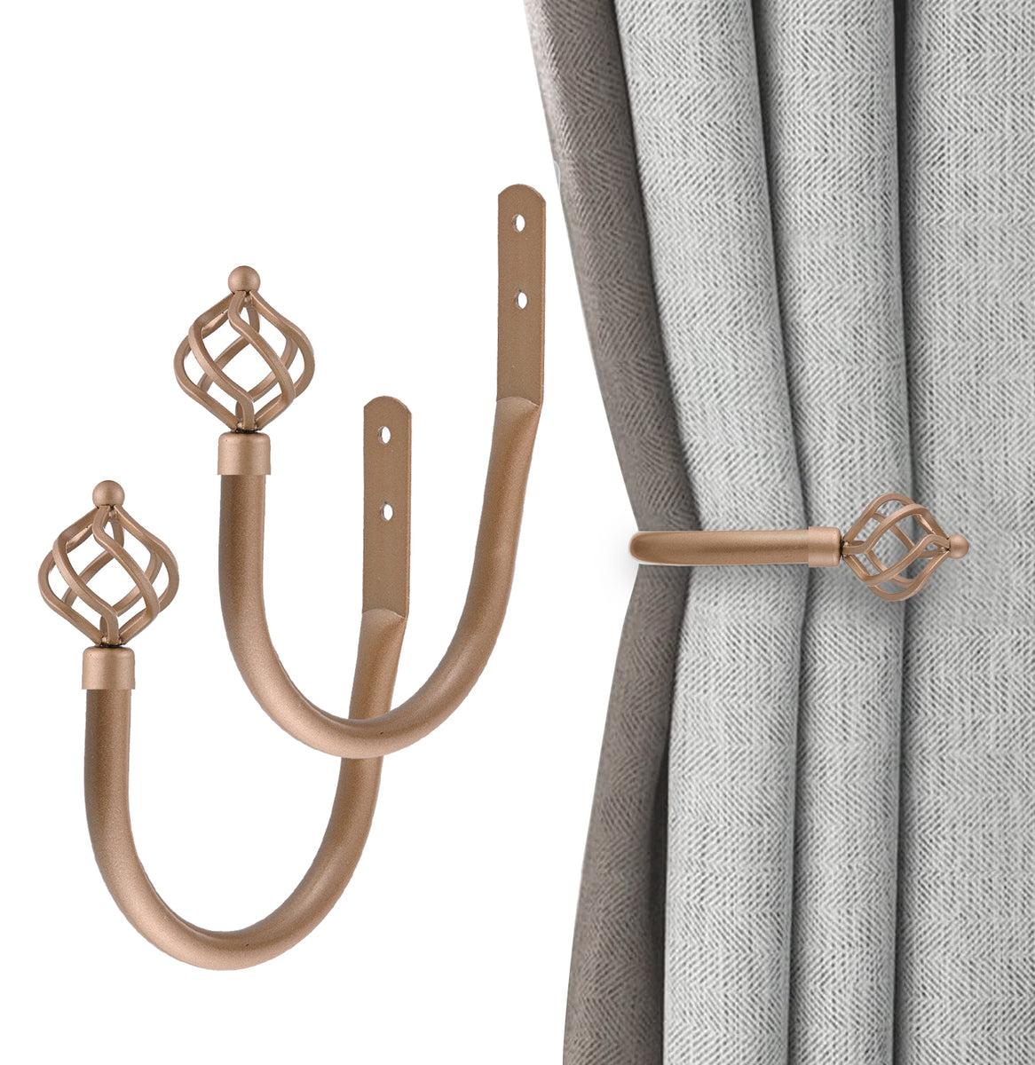 Metal Cage Curtain Holdbacks Pair - Light Bronze(Cage)