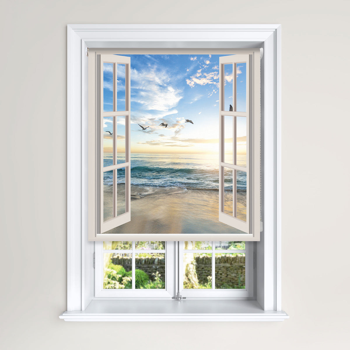 Window Beach View Scenic Blackout Roller Blinds